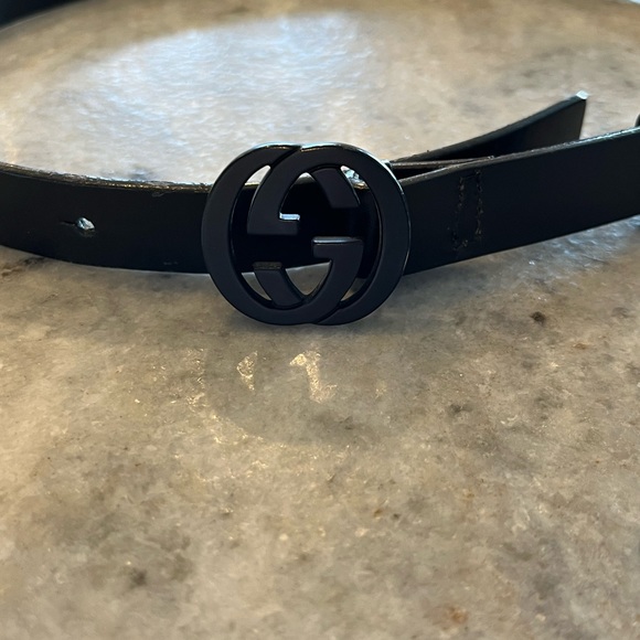 Gucci | Accessories | Euc Gucci Double G Black On Black Belt Authentic ...